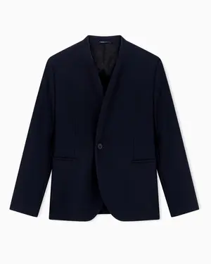 Giorgio Armani Single-breasted Jacket In Technical Waffle Fabric - Black