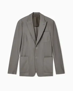Giorgio Armani Single-breasted Jacket In Technical Waffle Fabric - Grey