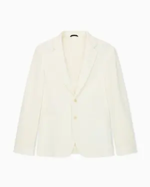 Giorgio Armani Single-breasted Jacket In Technical Waffle Fabric - White