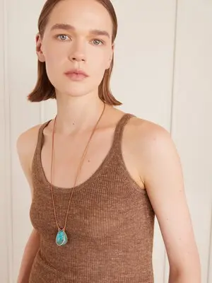 Marisa Klass 18-karat Gold, Diamond And Chrysocolla Necklace