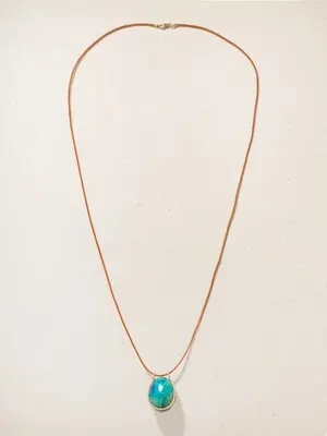 Marisa Klass 18-karat Gold, Diamond And Chrysocolla Necklace
