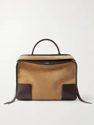 Loewe Amazona 180 Xl Leather-trimmed Suede Tote Bag - Brown