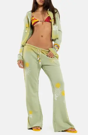 JADED LONDON Two-tone Graphic Cropped Full Zip Hoodie