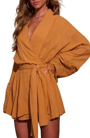 VICI Monaco Mood Stretch Cotton Faux Wrap Top