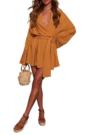 VICI Monaco Mood Stretch Cotton Faux Wrap Top