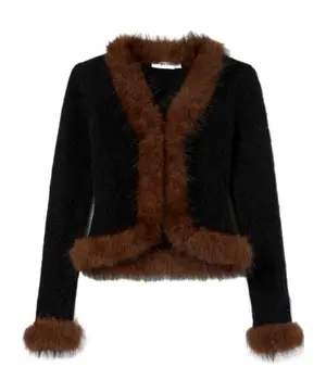 SELF-PORTRAIT Knit Sweater With A Fur Collar