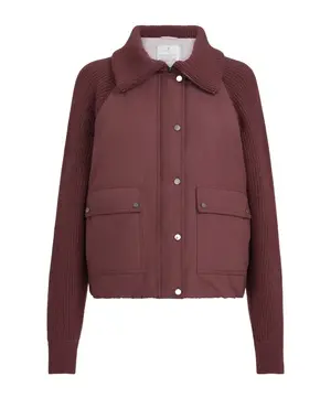 Brunello Cucinelli Techno Cotton Taffeta And Virgin Wool, Cashmere And Silk Knit Down Jacket - Deep Fuchsia