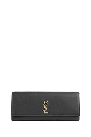 Saint Laurent Grain De Poudre Leather Kate Clutch - Black