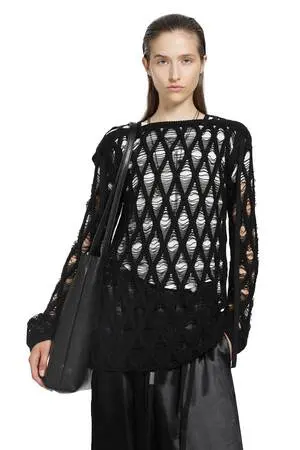 ANN DEMEULEMEESTER Izabel Diamond Stitch Sweater - Black