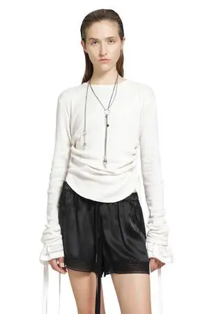 ANN DEMEULEMEESTER Dot Wrinkled Long Sleve Top - White