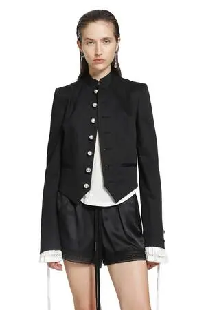 ANN DEMEULEMEESTER Bab Stand Collar Jacket - Black