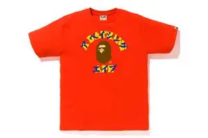 A BATHING APE Bicolor Katakana College Tee Shirt - Orange