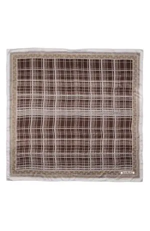 Acne Studios Volta Check Organic Silk Square Scarf - Grey/brown