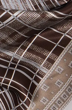 Acne Studios Volta Check Organic Silk Square Scarf - Grey/brown