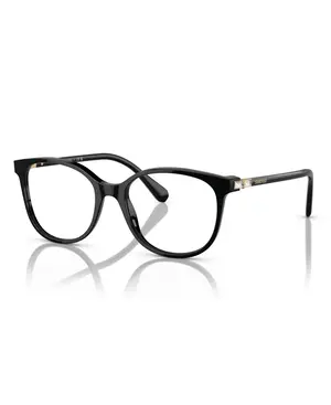 SWAROVSKI Square Eyeglasses With Baguette Crystals - Solid Black