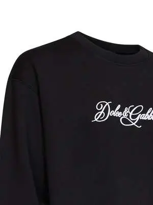 Dolce & Gabbana Black Cotton Embroidered Crewneck Sweatshirt