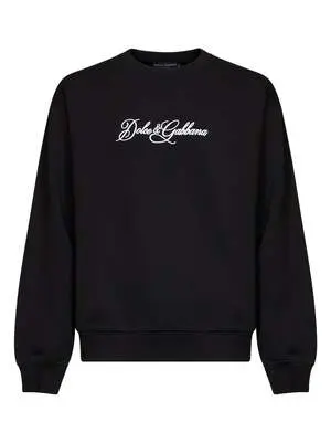 Dolce & Gabbana Black Cotton Embroidered Crewneck Sweatshirt - Multicolor