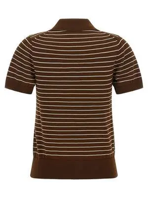 A.p.c. Aline Striped Knit Polo Shirt