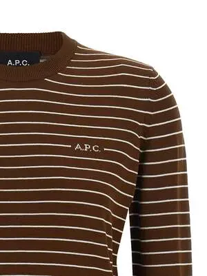 A.p.c. Sima' Striped Cotton Sweater - Brown