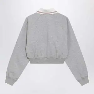 Versace Cropped Cotton Polo Sweatshirt - Gray