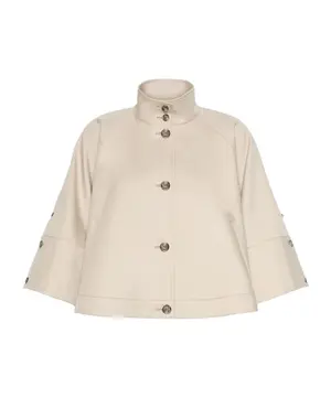 Max Mara Flared Shawl With High Neck And Raglan Sleeves - Stone Color