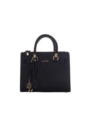 Liu Jo Polyurethane Crossbody Bag With Braided Top Handles - Nero