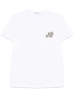 Moncler Moncler Men's Cotton Jersey Crewneck T-Shirt With Double Logo Patch Bianco
