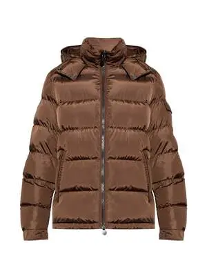 Moncler Down Puffer Jacket With Detachable Hood And Adjustable Hem - Marrone