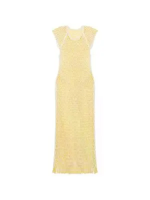Simkhai Faylen Open-knit Fringed Midi Dress - Yellow