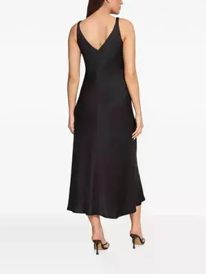 VERA MONT V-neck Sleeveless Satin Midi Dress