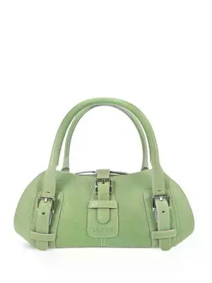 Loewe Logo-detail Leather Tote Bag - Green