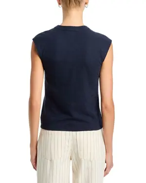 Theory Sleeveless Cotton Cardigan - Nocturne Navy