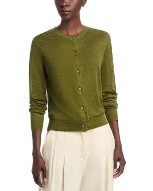 Theory Crewneck Cardigan - Forest Moss