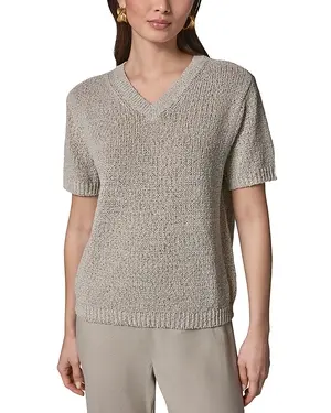 DONNA KARAN WEEKEND Donna Karan Easy V-neck Sweater - Sandstone Multi