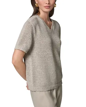 DONNA KARAN WEEKEND Donna Karan Easy V-neck Sweater - Sandstone Multi