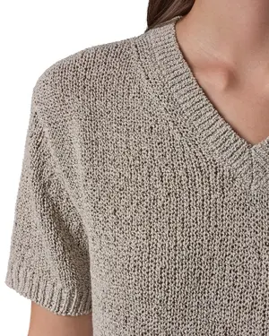 DONNA KARAN WEEKEND Donna Karan Easy V-neck Sweater - Sandstone Multi