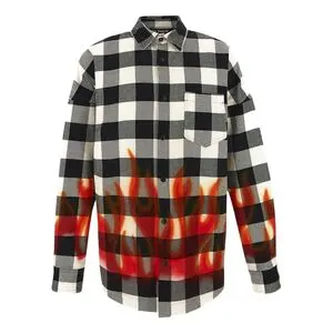 Palm Angels Fw22 Burning Logo Overshirt 'black Red