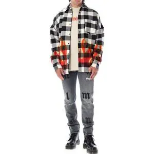 Palm Angels Fw22 Burning Logo Overshirt 'black Red
