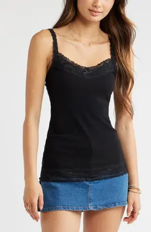 Bp. Lace Trim Camisole - Black