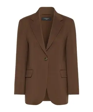 Max Mara Single-breasted Woollen Cloth Blazer - Cocoa