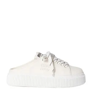Miu Miu Denim Sneaker Mules - Ivory