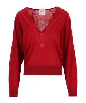 FORTE_FORTE Sheer V-neck Knitted Sweater