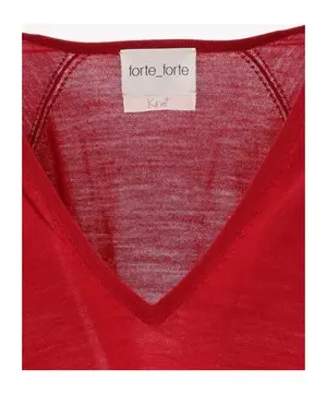 FORTE_FORTE Sheer V-neck Knitted Sweater