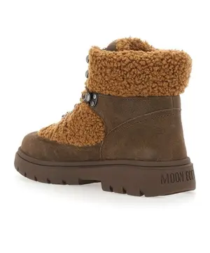 Moon Boot Round Toe Lace-up High-top Boots With Fleece Detail