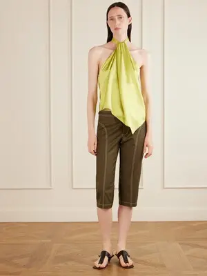 Aflalo Safira Silk-satin Halterneck Top