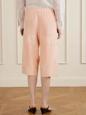 Aflalo Auden Lace-trimmed Silk-satin Shorts