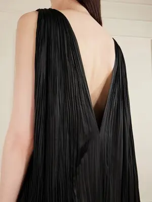 Aflalo Celestia Plissé-satin Maxi Dress
