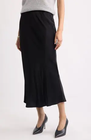 Nordstrom Bias Cut Satin Maxi Skirt Black