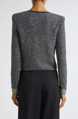 Balmain Glitter Fringe Tweed Cardigan