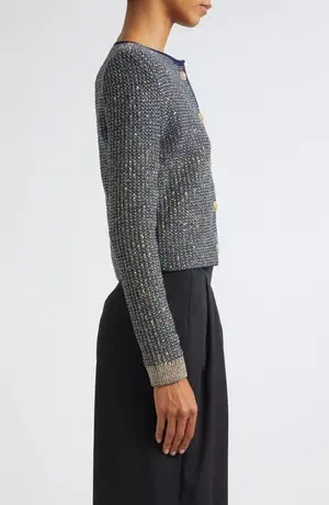Balmain Glitter Fringe Tweed Cardigan